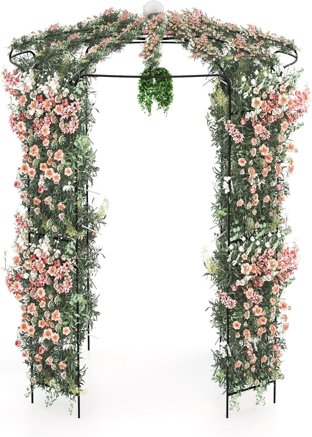 S AFSTAR Birdcage Shape Garden Arch, 9.4' H x 6.8' W Heavy-Duty Wrought ...