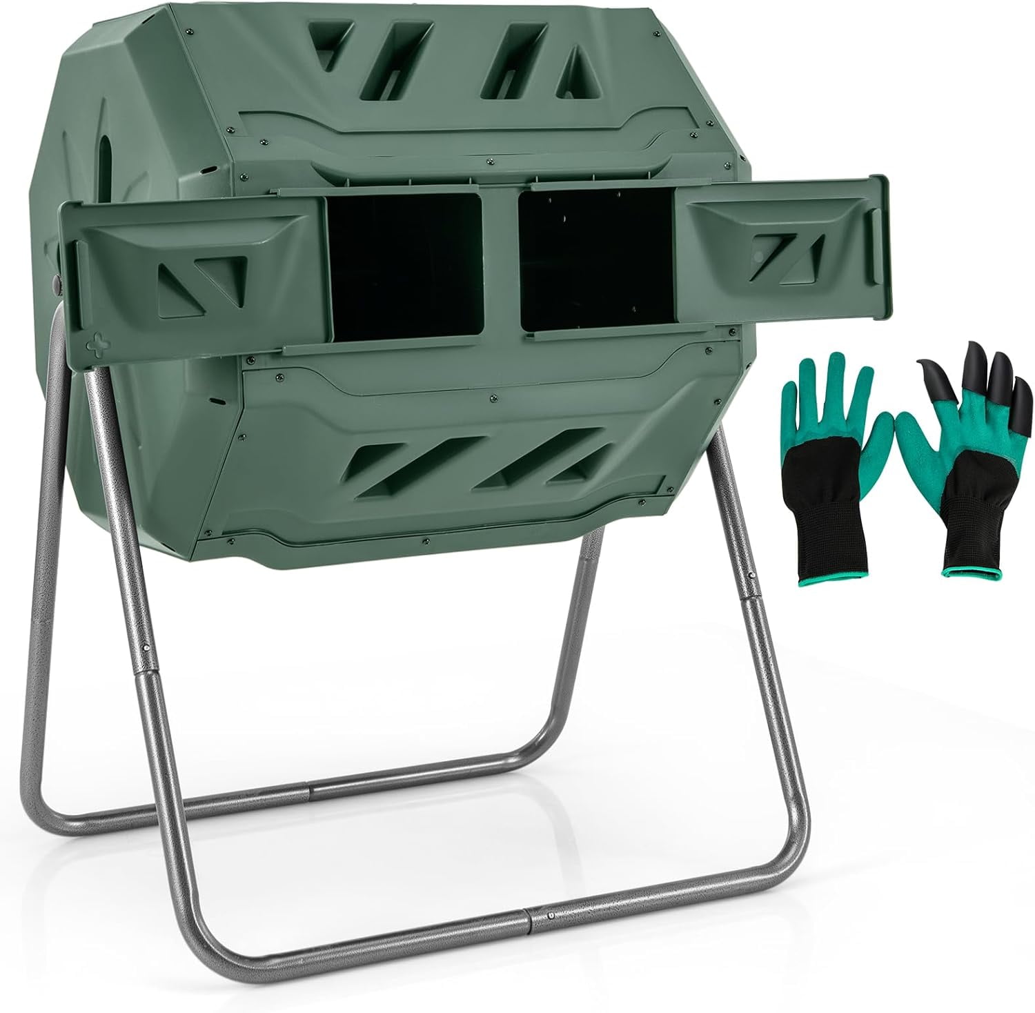 S AFSTAR Composter Tumbler Outdoor, 42-Gal Dual Chamber Tumbling ...