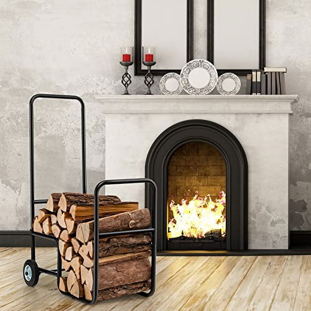 S AFSTAR Firewood Log Cart Carrier, 35” Height Wood Rack Storage Mover ...