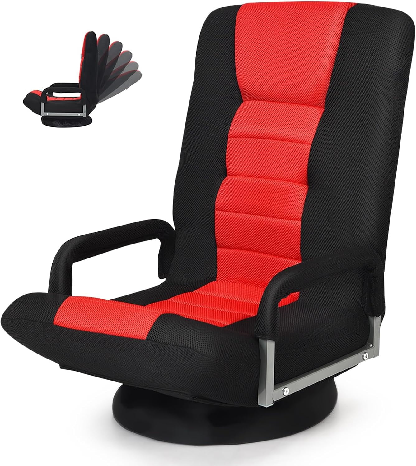 S AFSTAR Floor Gaming Chair, Swivel Foldable Chair with Armrest & 6 ...
