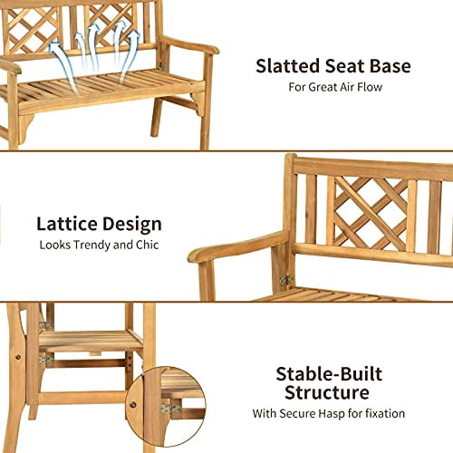 S AFSTAR Folding Patio Garden , 4Ft Outdoor with Slatted Seat & Comfort ...