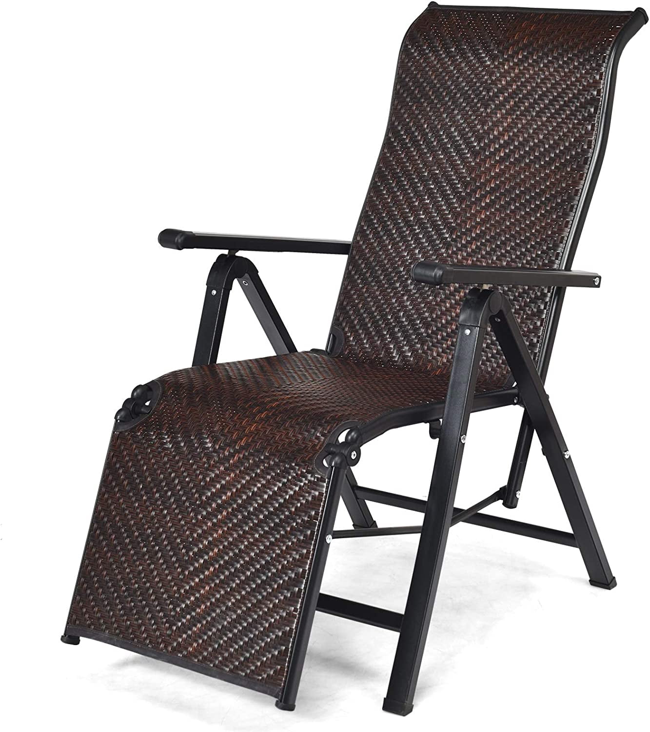S AFSTAR Folding Rattan Chair, Reclining Lounge Chair w/Adjustable ...