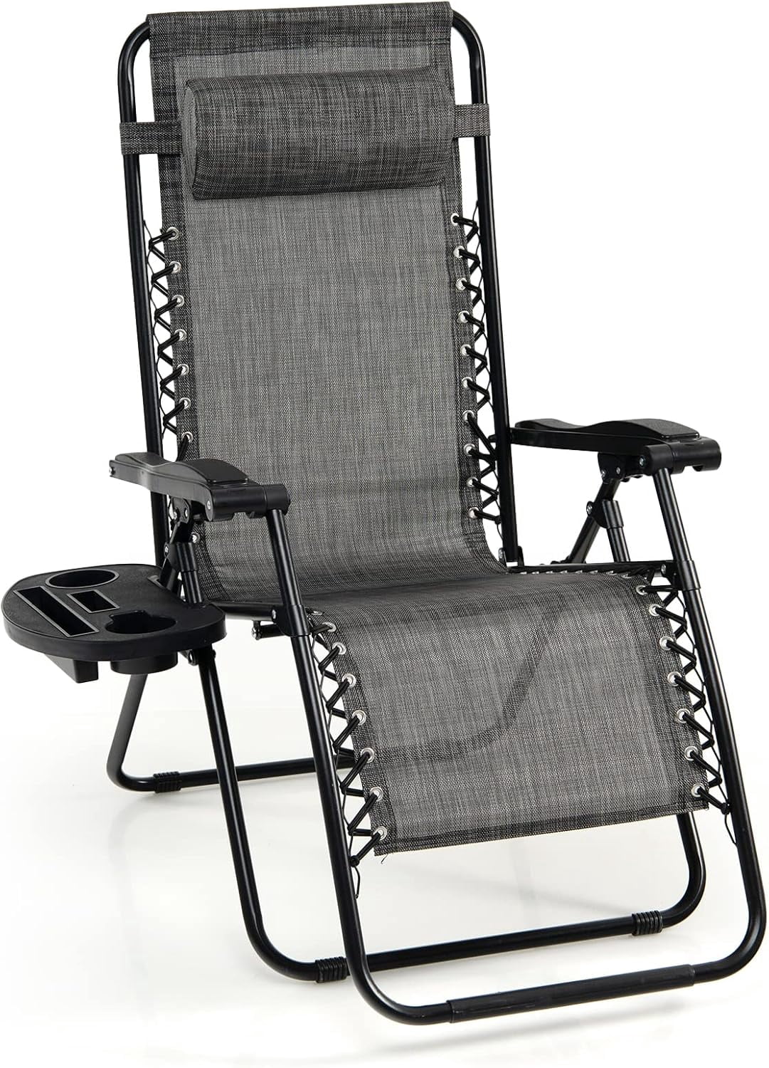 S AFSTAR Folding Reclining Lounge Chair, Outdoor Recliner W/Side Tray ...