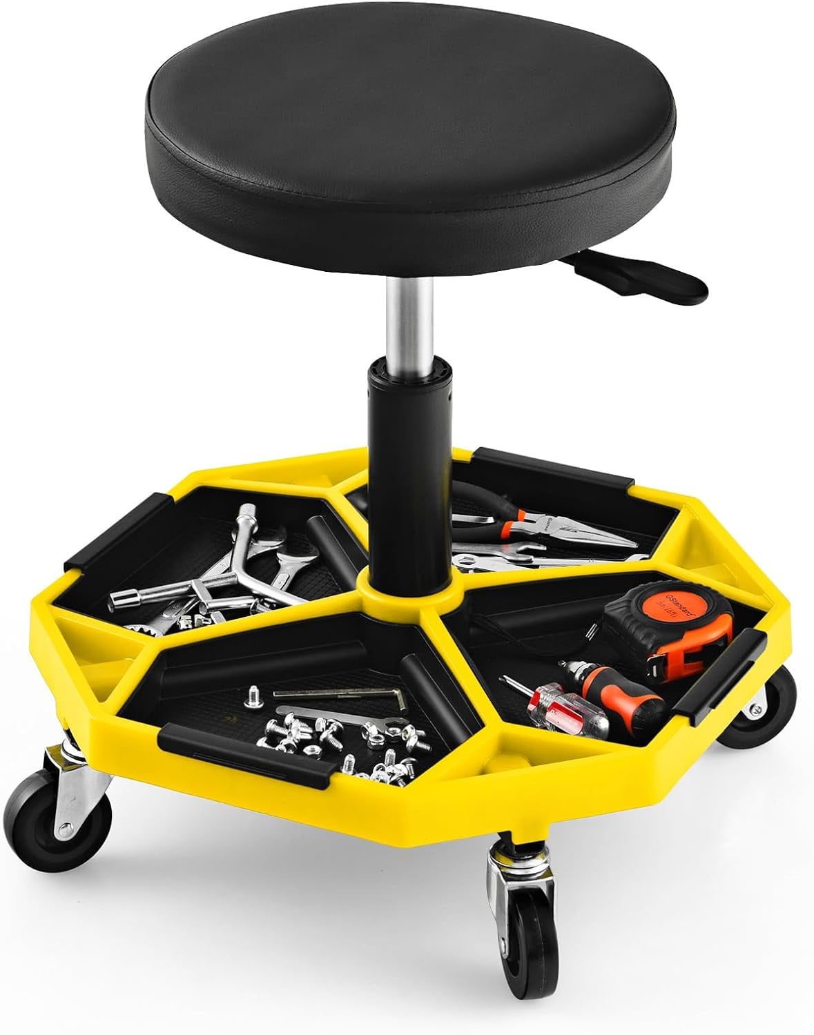 S AFSTAR Garage Shop Roller Seats, Adjustable Pneumatic Rolling Creeper ...