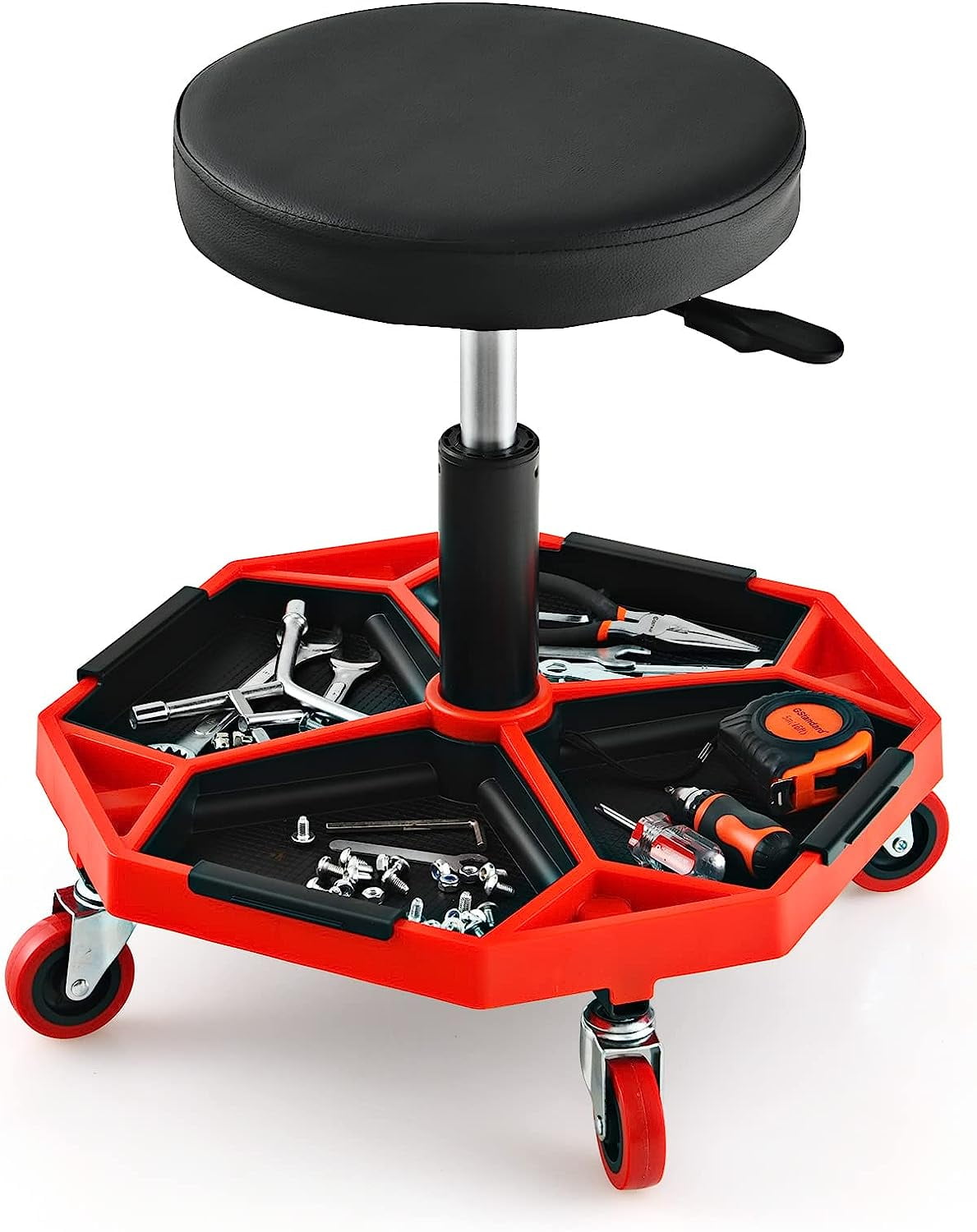 S AFSTAR Garage Shop Roller Seats, Adjustable Pneumatic Rolling Stool W ...