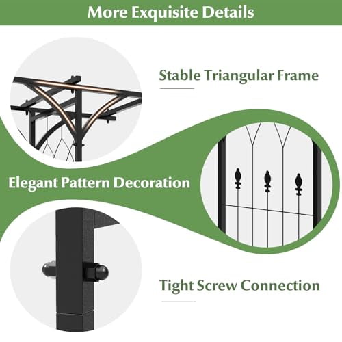 S AFSTAR Garden Arch Trellis Pergola, 6.8 FT Outdoor Metal Arbor w ...