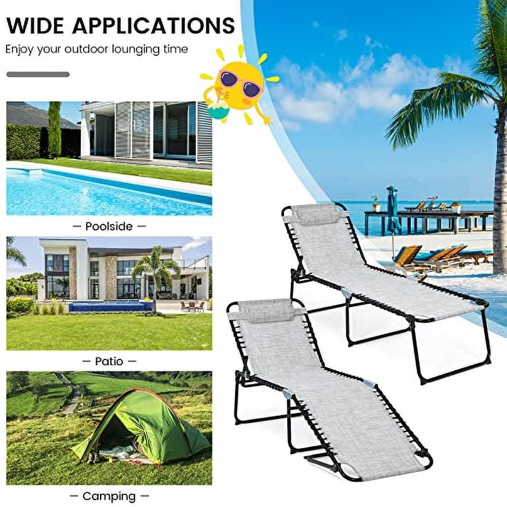 S AFSTAR Lounge Chairs for Outside, Folding Chaise Lounge with 4 ...
