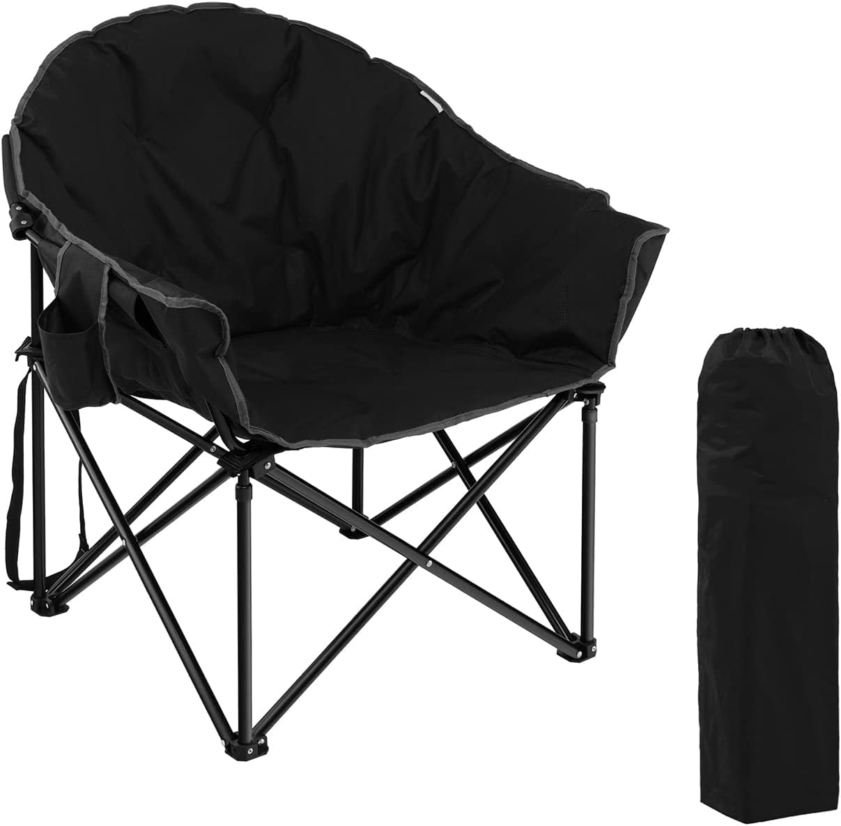 S AFSTAR Oversized Camping Chair, Cushion Padded Moon Round Saucer ...