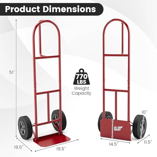 S AFSTAR Hand Truck High Back Sack Barrow with 10 Wheels Double ...