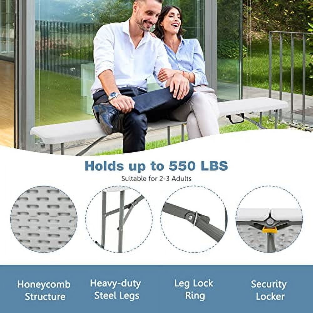 S AFSTAR Plastic Folding Bench, Lightweight & Portable Outdoor Camping ...