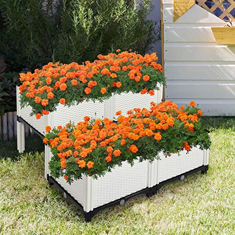 S AFSTAR Raised Garden Bed Kit Set of 4, Elevated Planter Boxes with ...