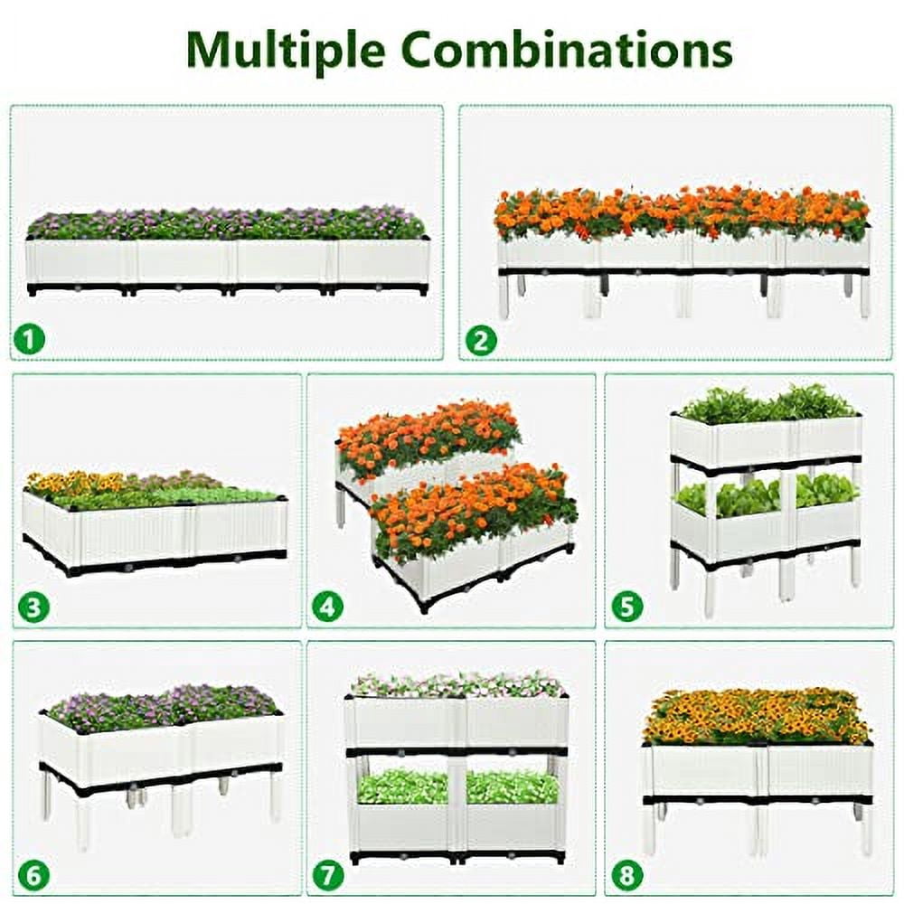 S AFSTAR Raised Garden Bed Kit Set of 4, Elevated Planter Boxes with ...