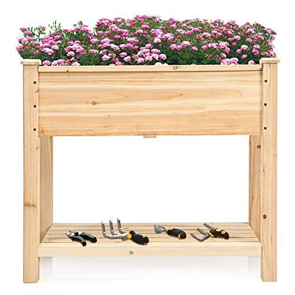 S AFSTAR Raised Garden Bed with Storage Shelf, Elevated Cedar Wood ...