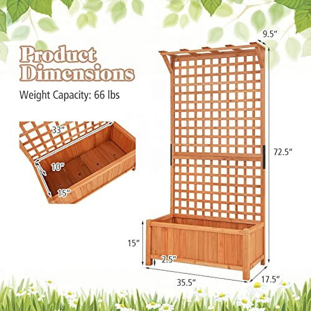 S AFSTAR Raised Garden Bed with Trellis, Wood Elevated Planter Box with ...