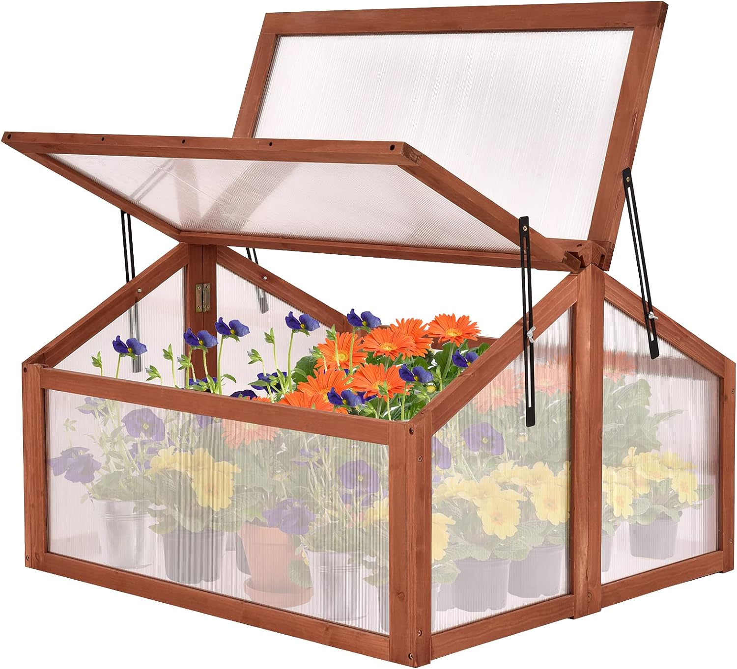 S AFSTAR Wooden Cold Frame Greenhouse, 35.5”L x 31.5”W x 23”H Wood ...
