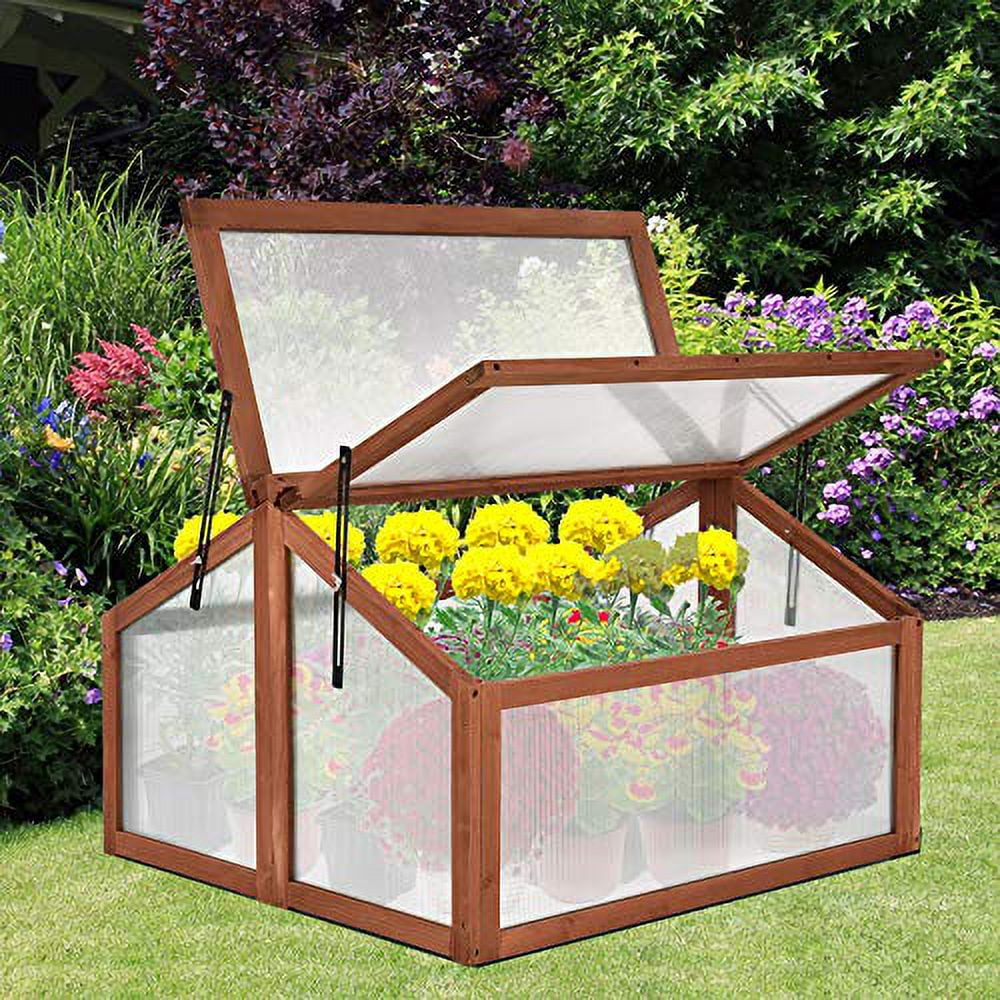 S AFSTAR Wooden Cold Frame Greenhouse, 35.5”L x 31.5”W x 23”H Wood ...