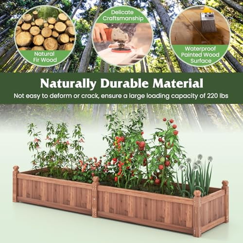 S AFSTAR Wooden Raised Garden Bed, 91"L x 24"W x 16"H Outdoor ...