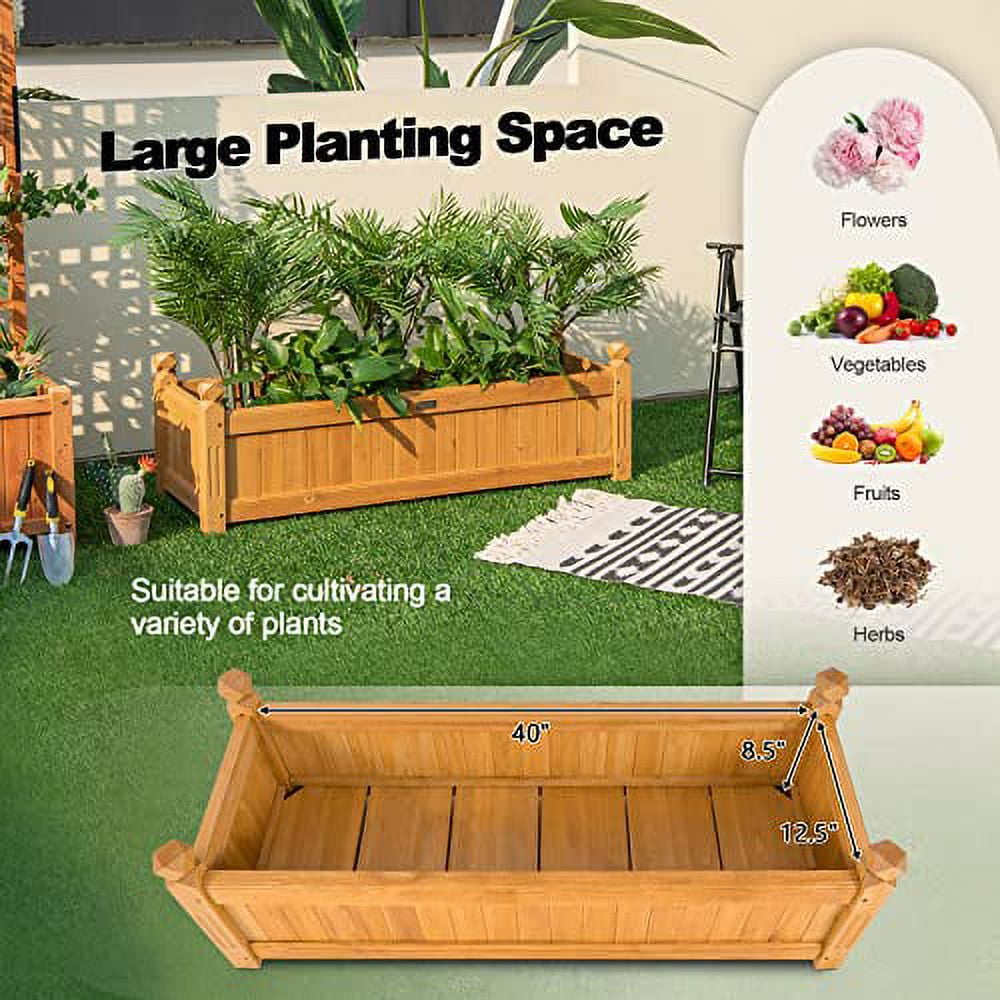S AFSTAR Wooden Raised Garden Bed, Outdoor Rectangular Plant Box W ...