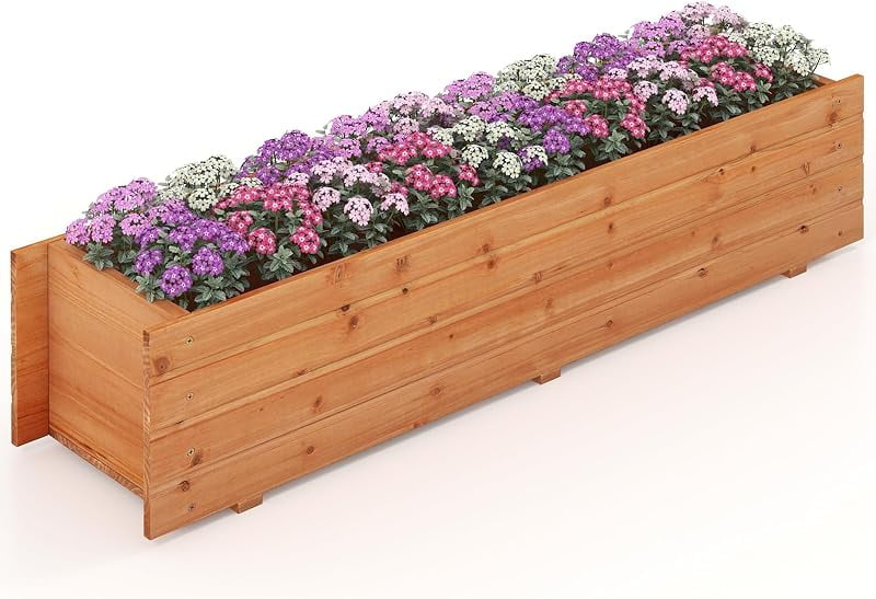 S AFSTAR Wooden Raised Garden Bed, Outdoor Rectangular Plant Box W ...