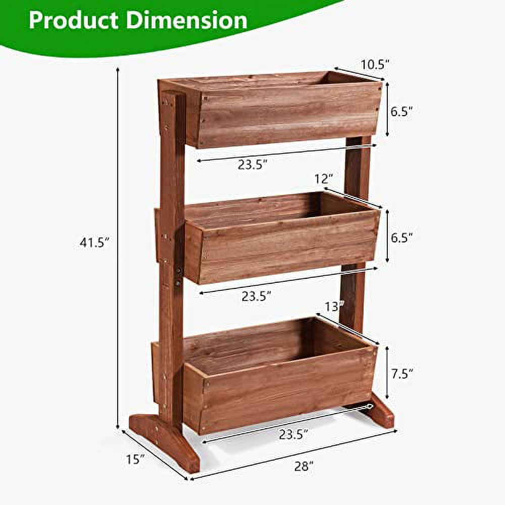 S AFSTAR Wooden Vertical Raised Garden Bed, 3 Tiers Tiltable Elevated ...