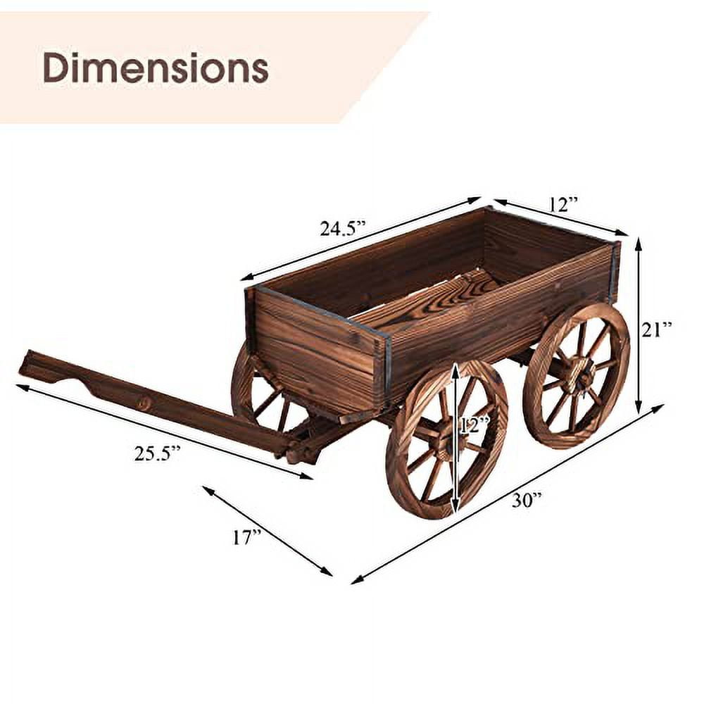 S AFSTAR Wooden Wagon, Wood Flower Planter Pot Stand with 4 Wheels ...