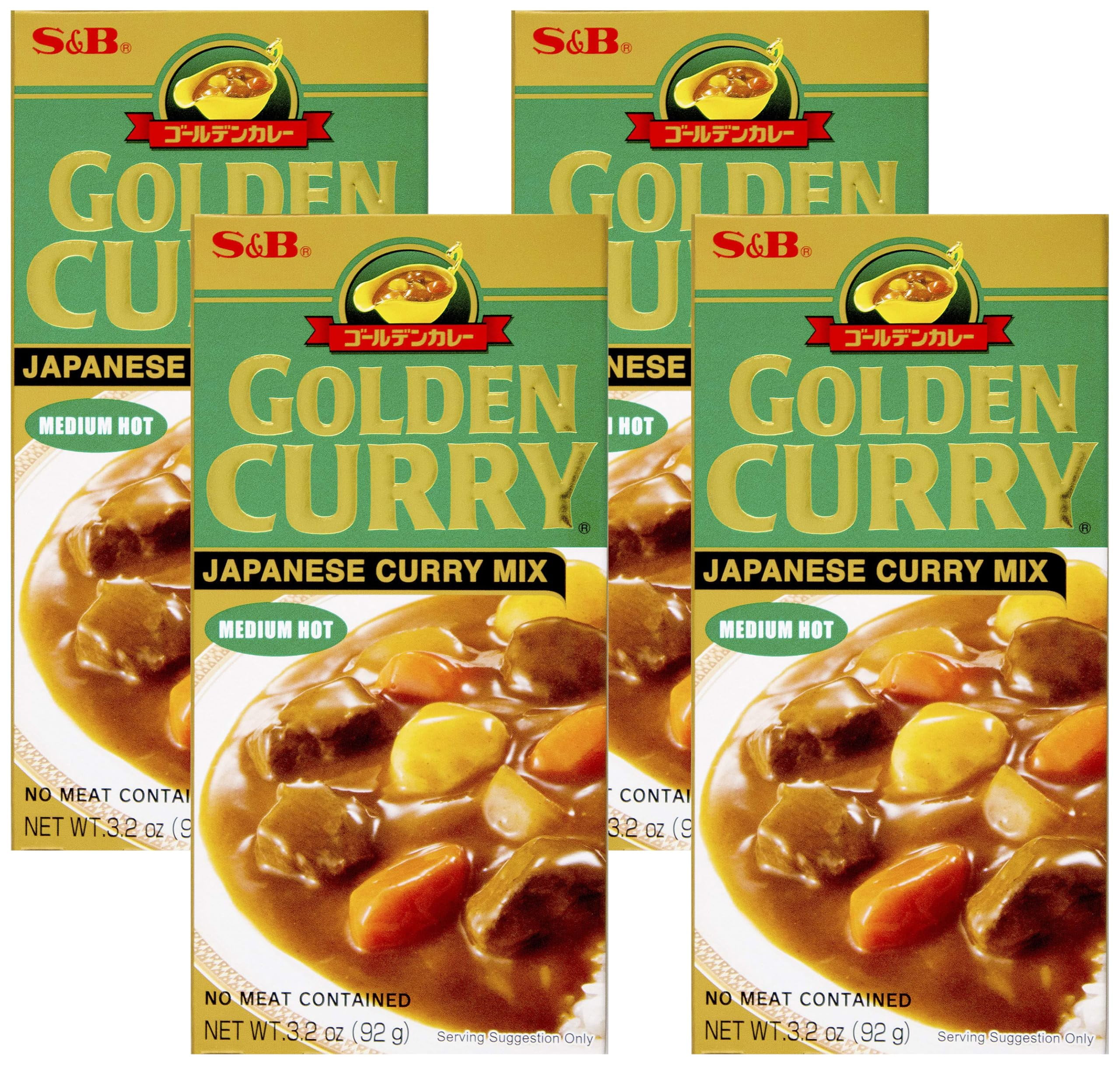 S&B, Golden Curry Japanese curry Mix, Medium Hot, 3.2 oz (Pack of 4 ...
