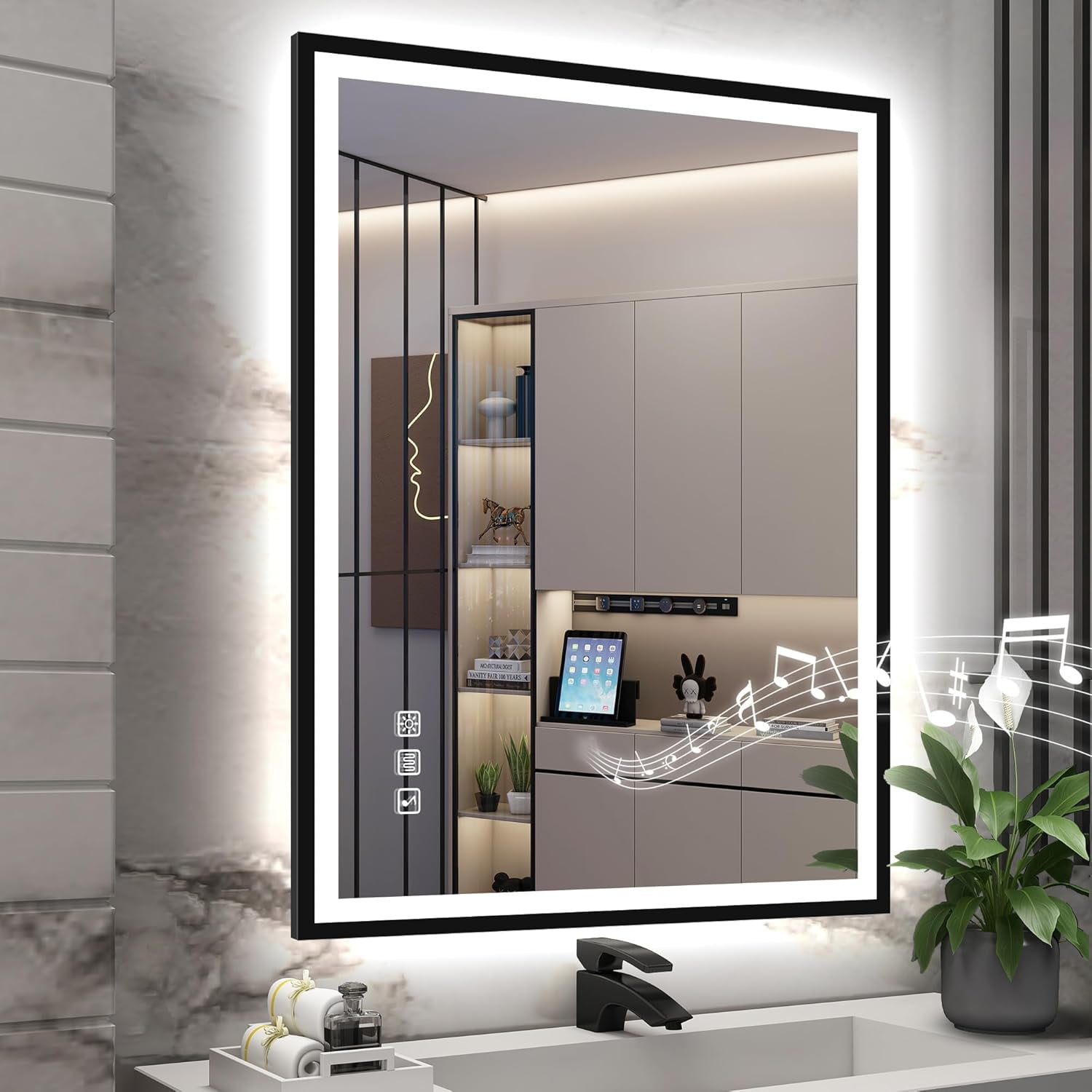 S·BAGNO 36x28 LED Bathroom Mirror with Lights Bathroom Vanity Wall ...