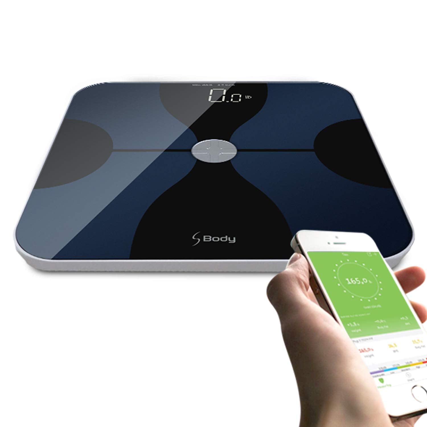 S Body Bluetooth Body Fat Scale, Smart Digital Scale with Large Hidden ...