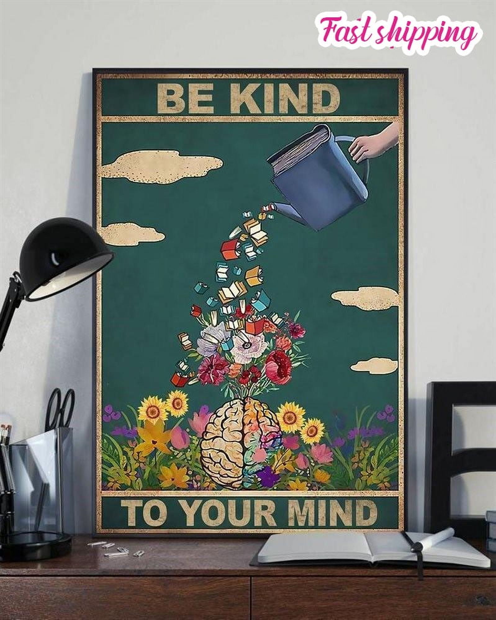 S Book Be Kind To Your Mind Vintage Home Poster Wall Art Vertical 24 x ...