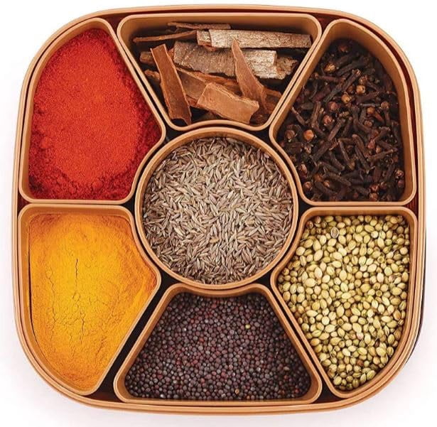 S Cart Plastic 7in1 Masala Dabba Containers Jars Kitchen Spice Box with ...