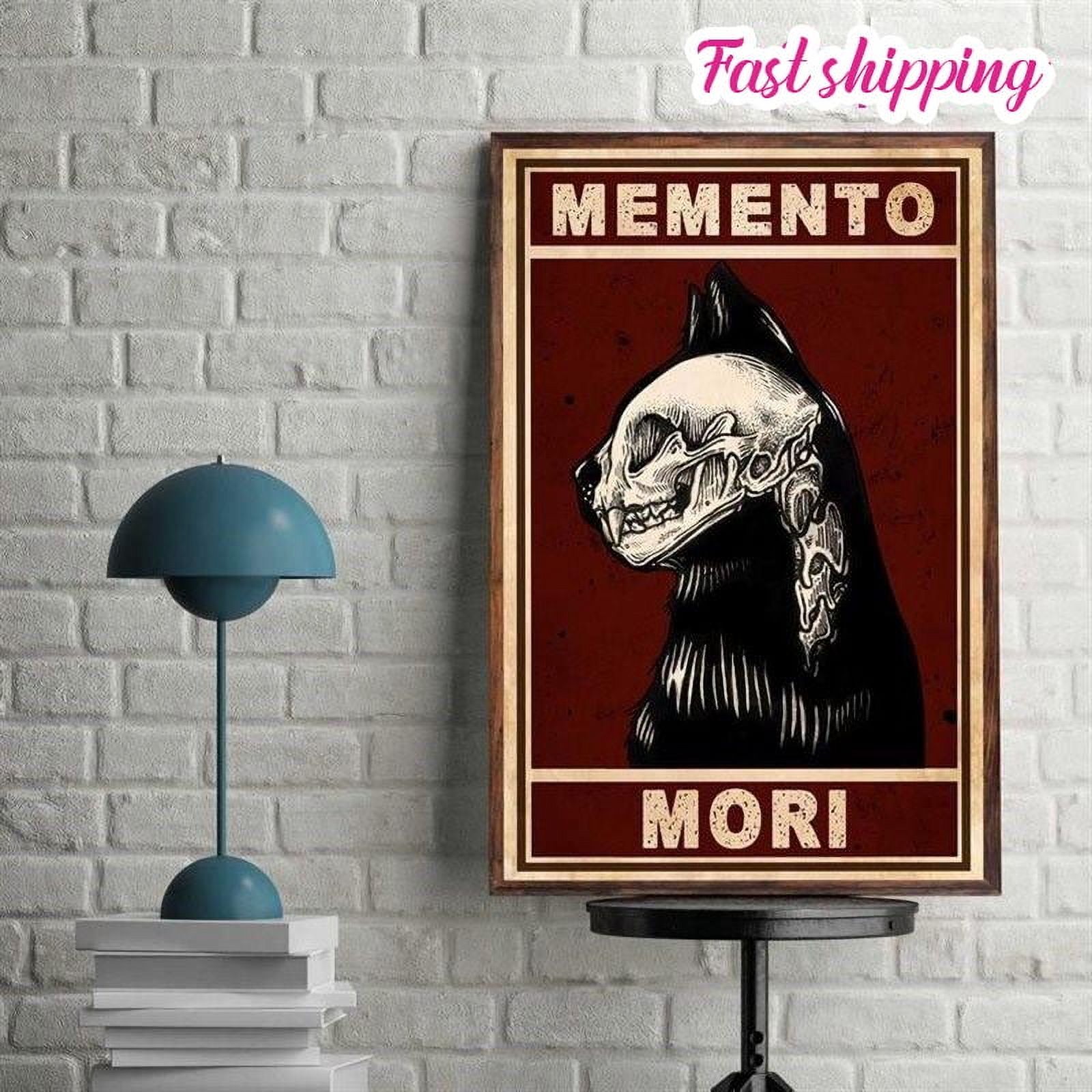S Cat Lover Black Cat Skull Memento Mori Vintage Home Poster Wall Art ...