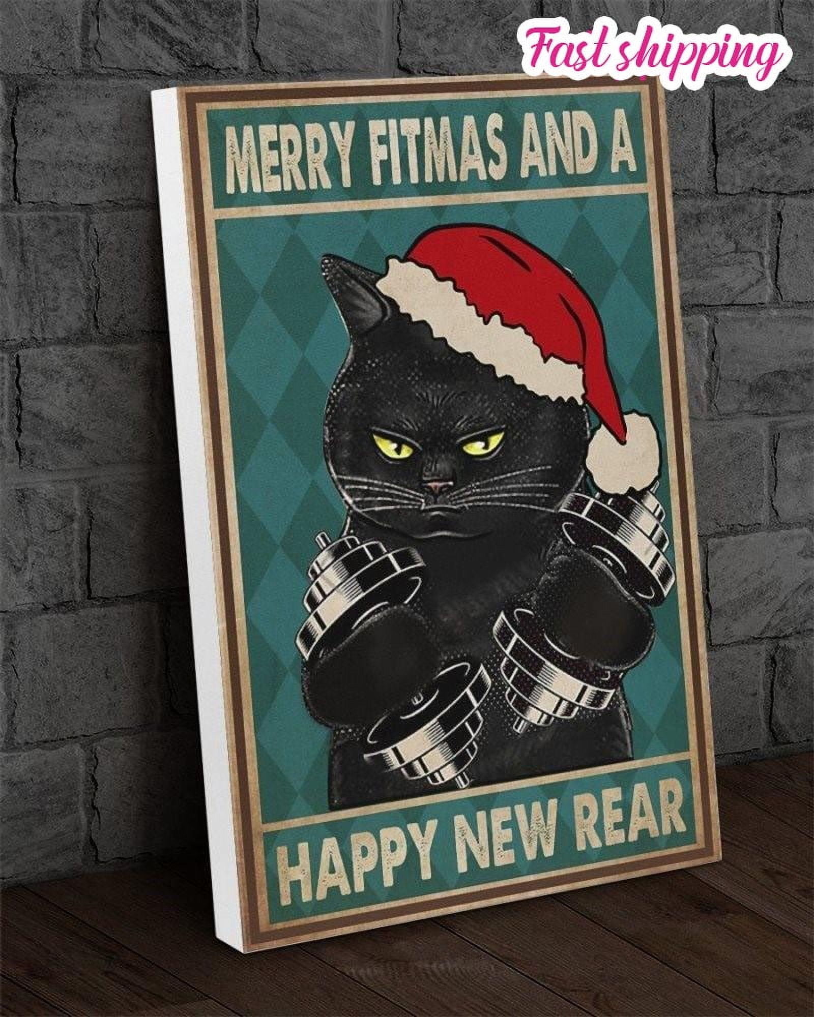 S Cat Lovers Merry Fitmas And A Happy Vintage Home Poster Wall Art ...