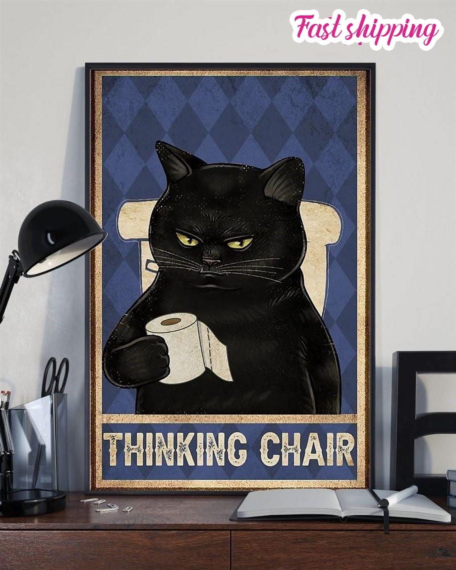 S Cat Lovers Thinking Chair Vintage Home Poster Wall Art Vertical 24 x ...