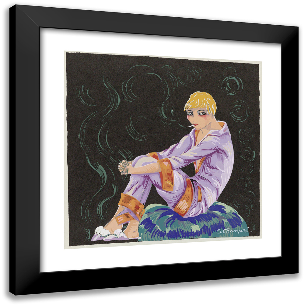S. Chompré 15x15 Black Modern Framed Museum Art Print Titled - Sitting ...