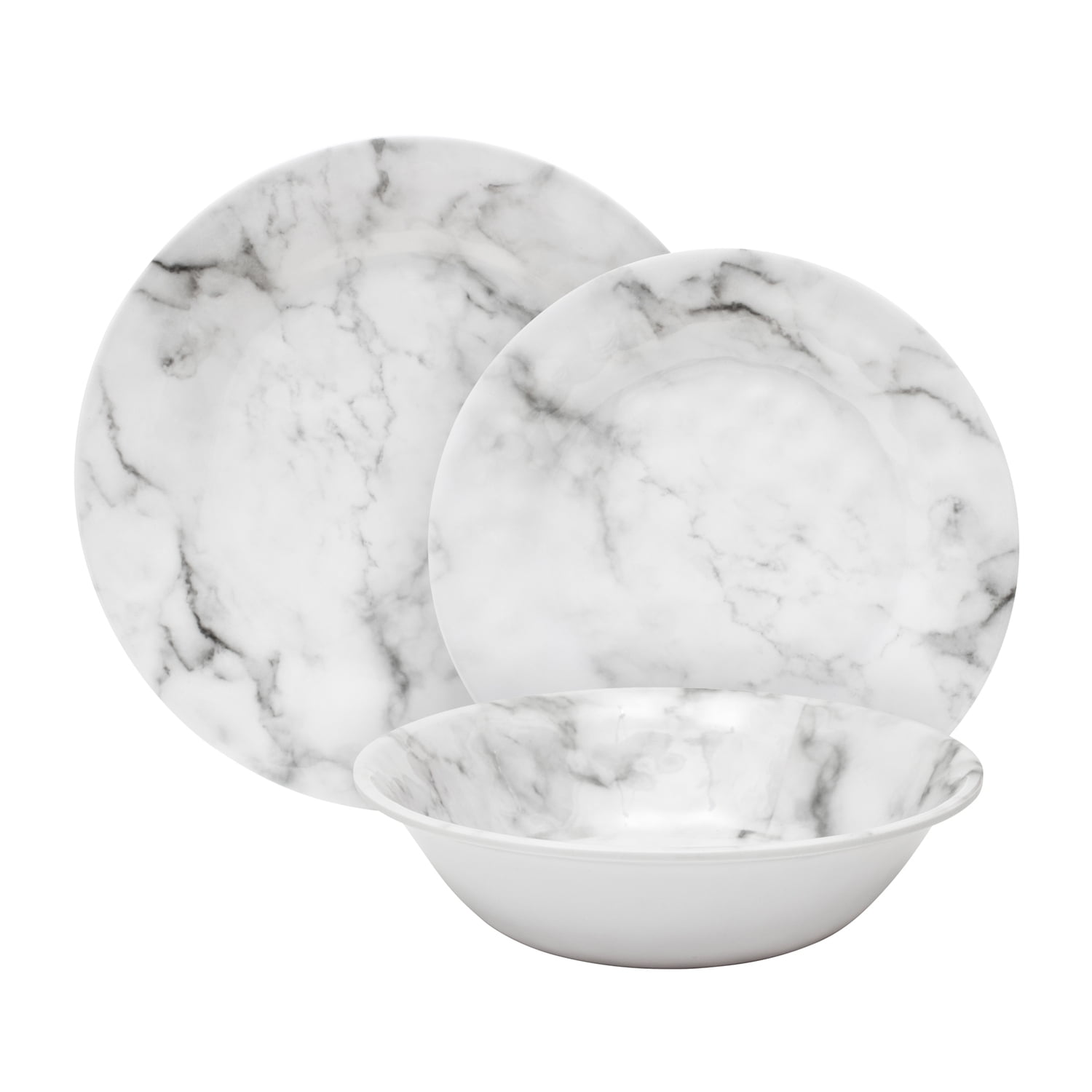 Safdie & Co. Dinnerware Set 12PCS Melamine Marble - 12" x 15" - Walmart.com