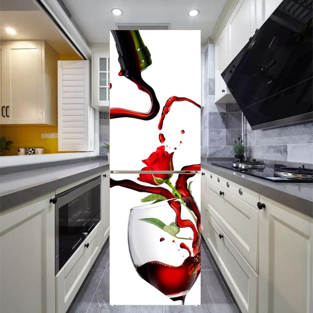 S Curve Modern Fridge Door Wrap Sticker Vinyl Waterproof Refrigerator ...