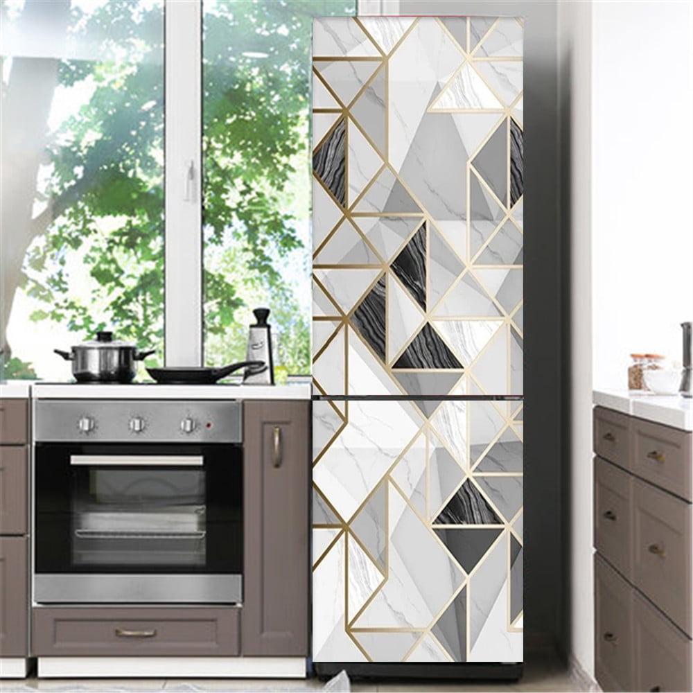 S Curve Modern Fridge Door Wrap Sticker Vinyl Waterproof Refrigerator ...