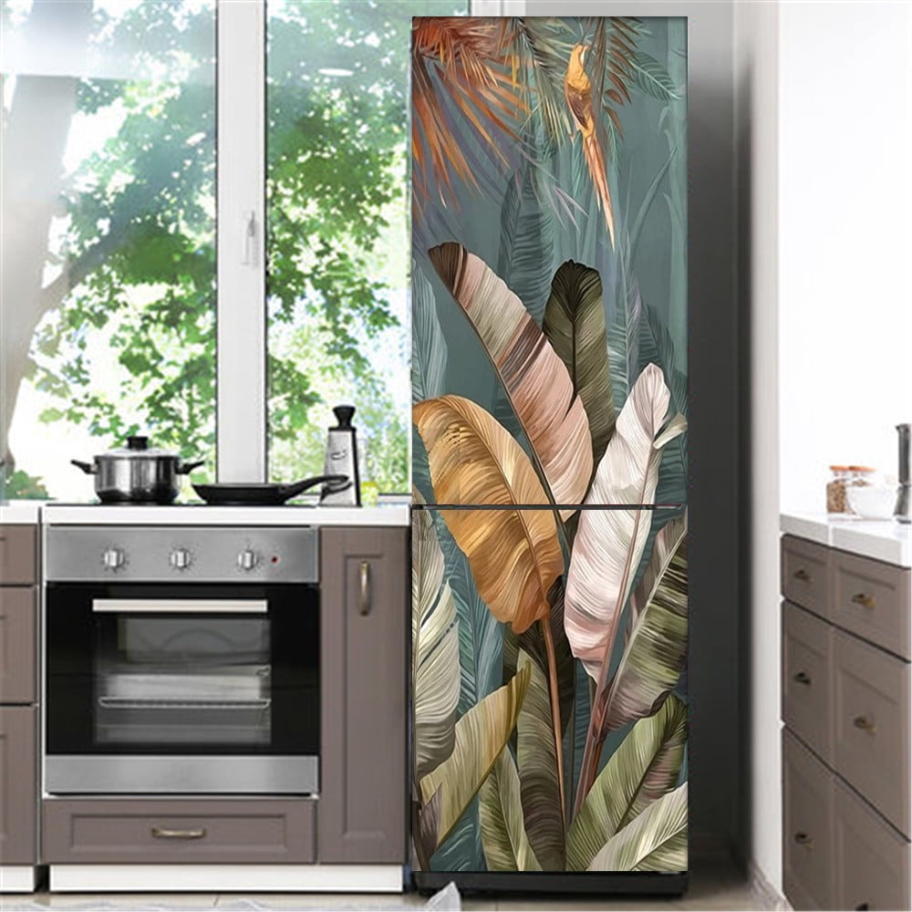 S Curve Modern Fridge Door Wrap Sticker Vinyl Waterproof Refrigerator ...