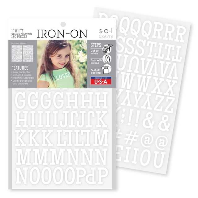 S.E.I. 1-inch Classic Iron-on Letters, Easy Adhesive Polyvinyl Heat ...