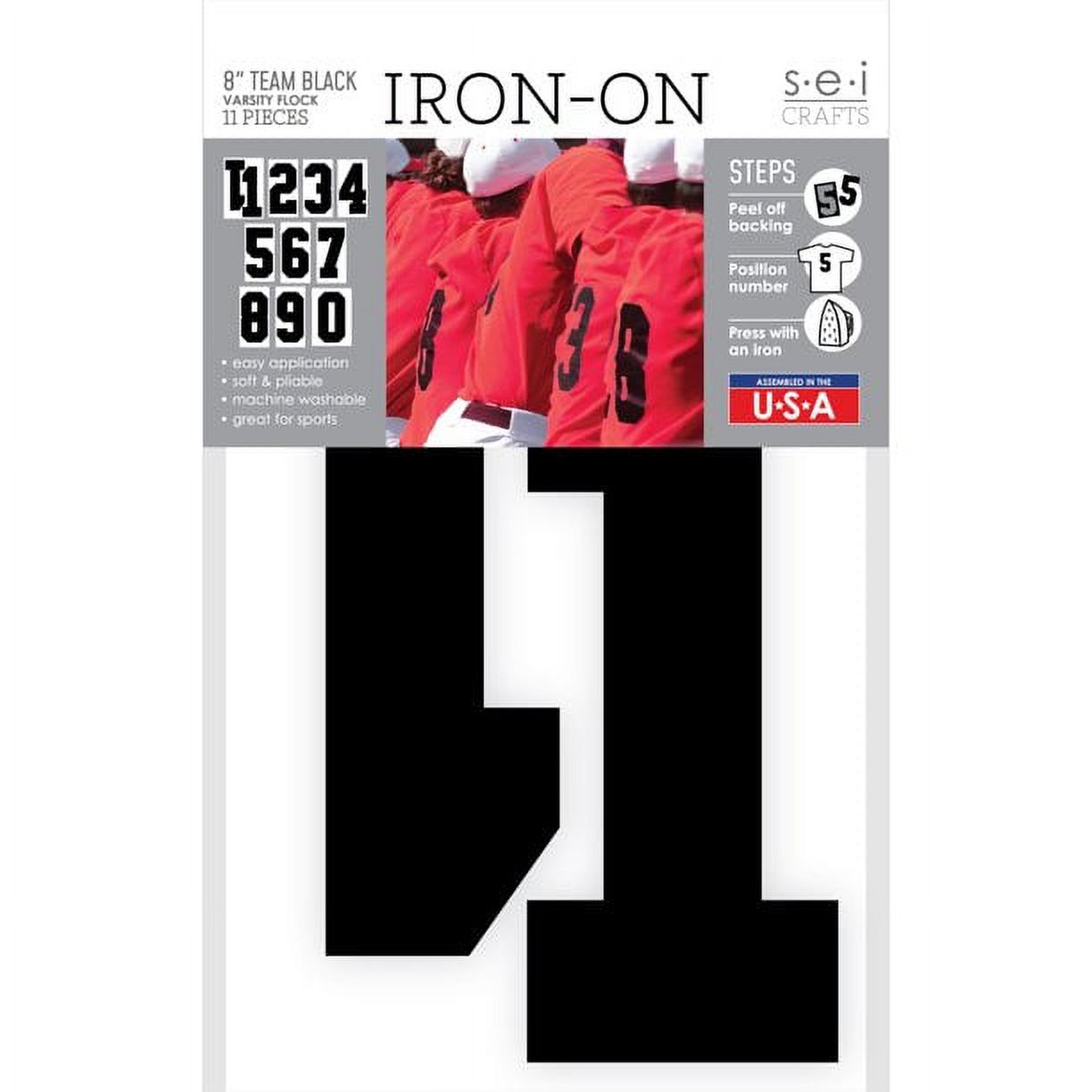 S.E.I. 8-inch Iron-on T-shirt Numbers, Varsity Number Flock Heat ...