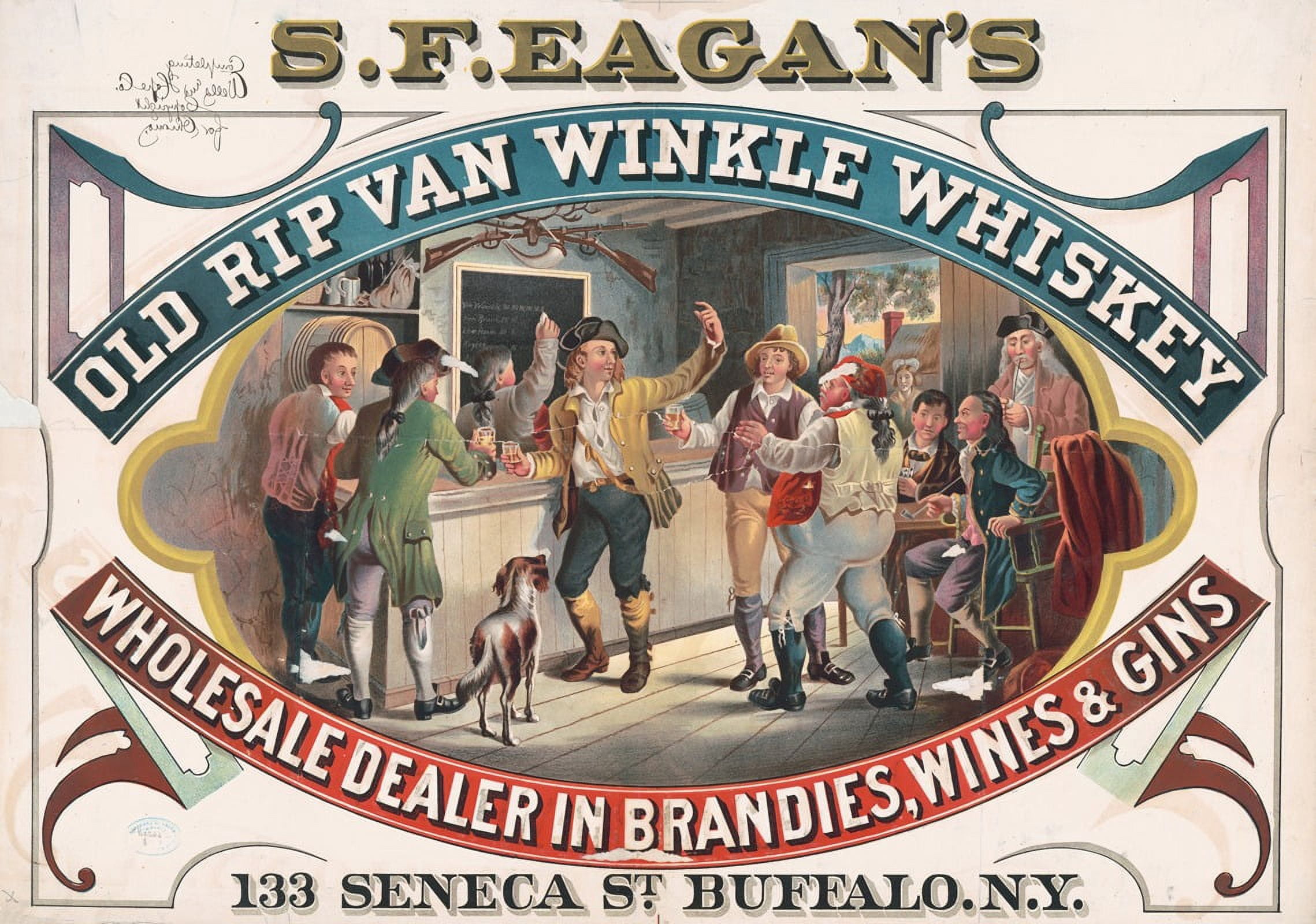 S.F. Eagan’s old Rip Van Winkle whiskey, wholesale dealer in brandies ...