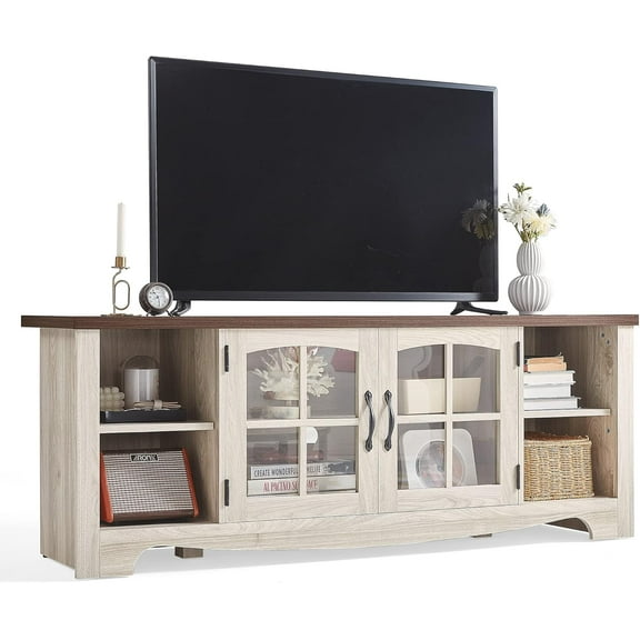 Farmhouse TV Stand for 55/60/65 Inch TV, Tall Media Console with 2 ...