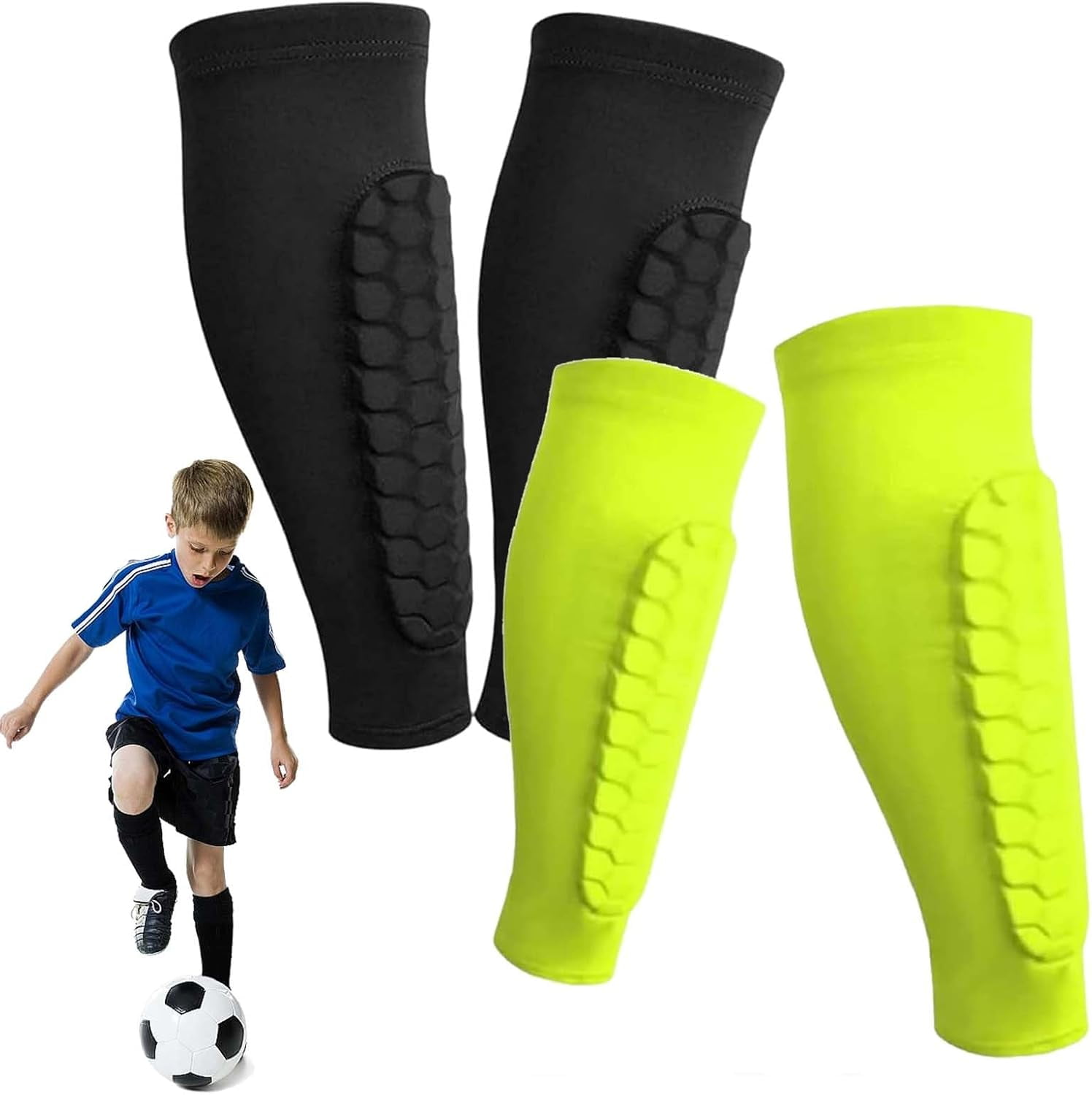 (S) Guards Kids, 2 Pack Shindefender Guards Soccer, with Honeycomb Pads ...