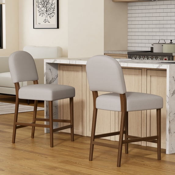 S-HOME 26 Inch Height Fabric Bar Stools Set of 2 with Adjustable Floor ...