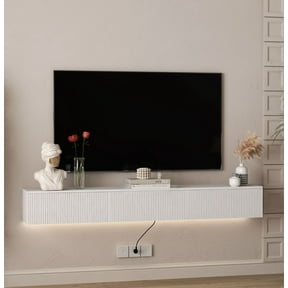 OXYLIFE Floating LED TV Stand Wall Mounted Entertainment Center with ...