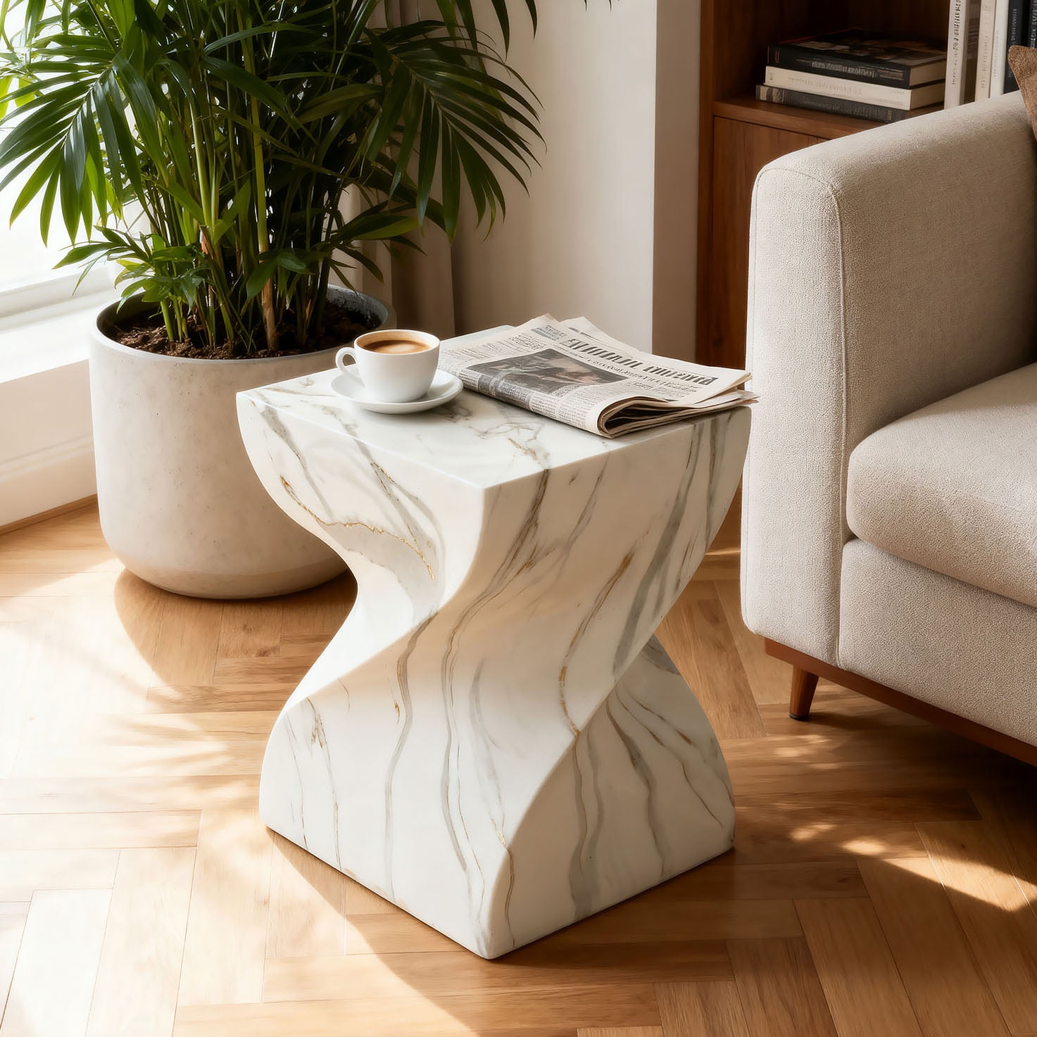 S-HOME Cement Outdoor Accent Table in Small SquareDesign Perfect for ...