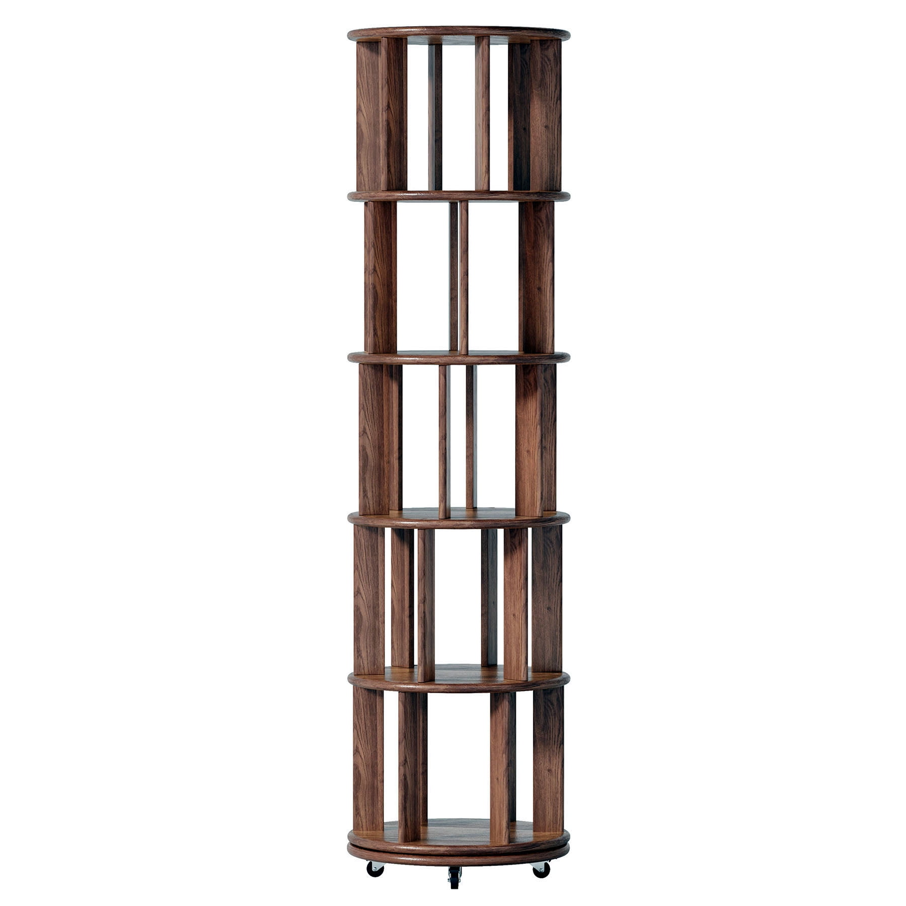 S-HOME Detachable Round Revolving Bookcase with Lockable Casters, Space ...