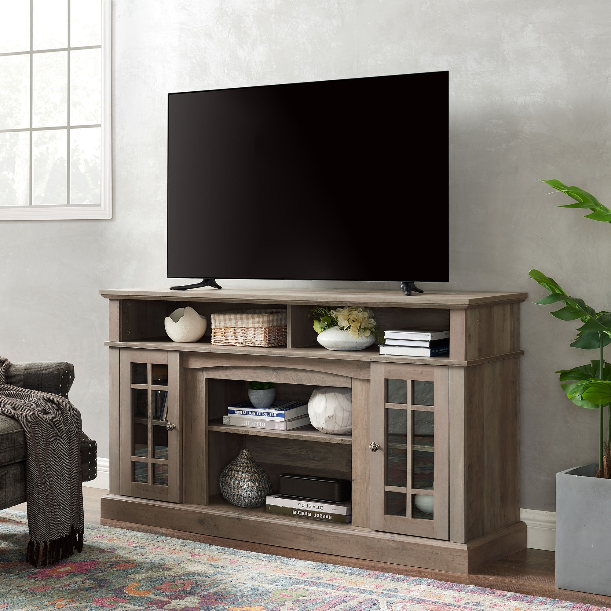 S-HOME Entertainment Console in Gray Wash, 58.25 Inch Classic TV Media ...
