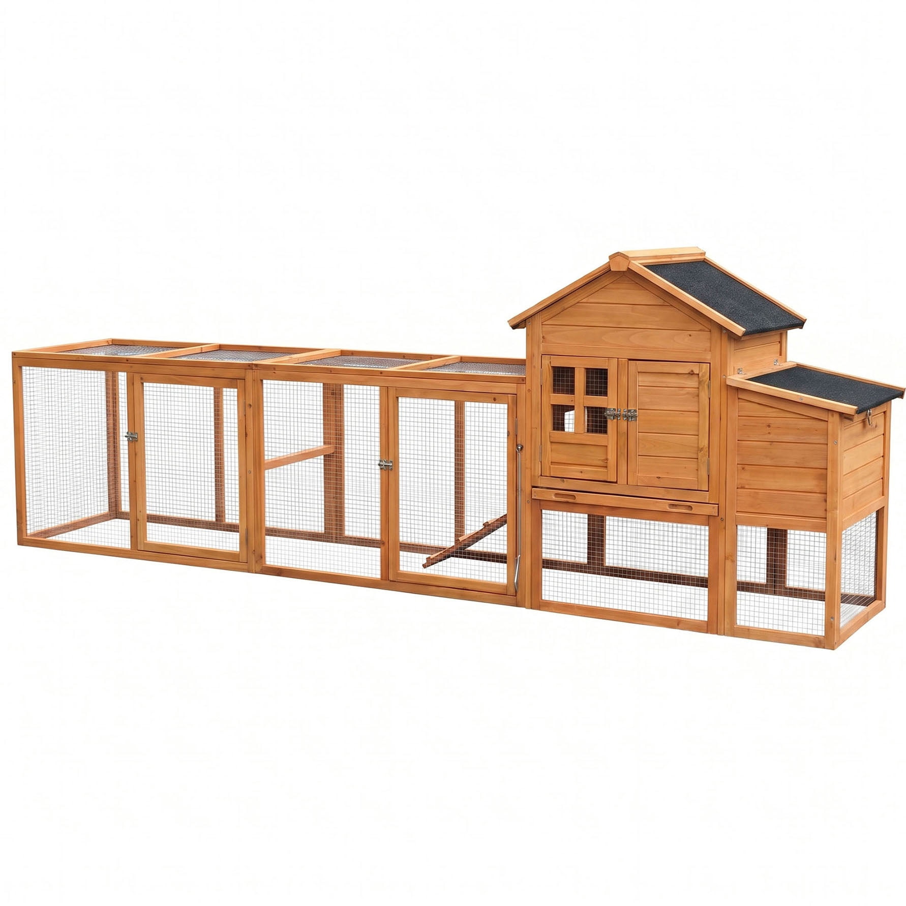 S-HOME Large Weatherproof Orange Wooden Chicken Coop with Run, Nest Box ...