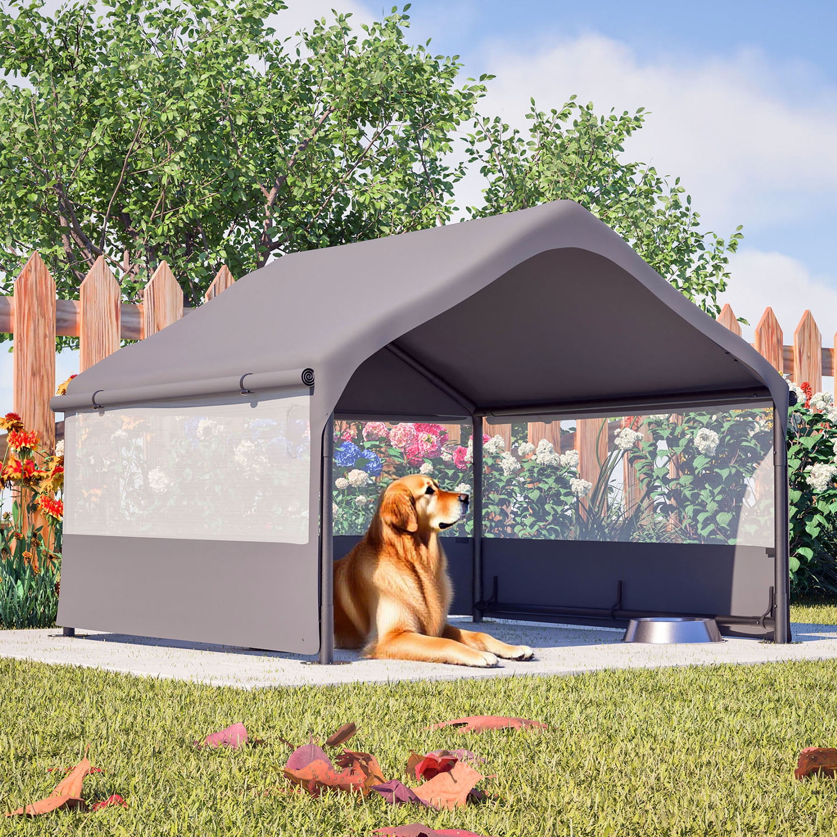 S-HOME Lightweight Gray Dog House Tent with Enhanced UV Protection and ...